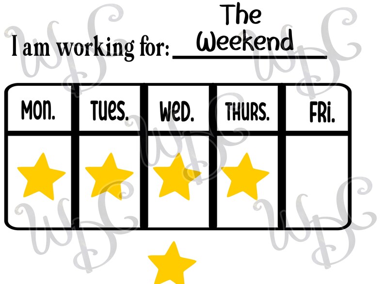 Working for the Weekend Star Chart - Etsy