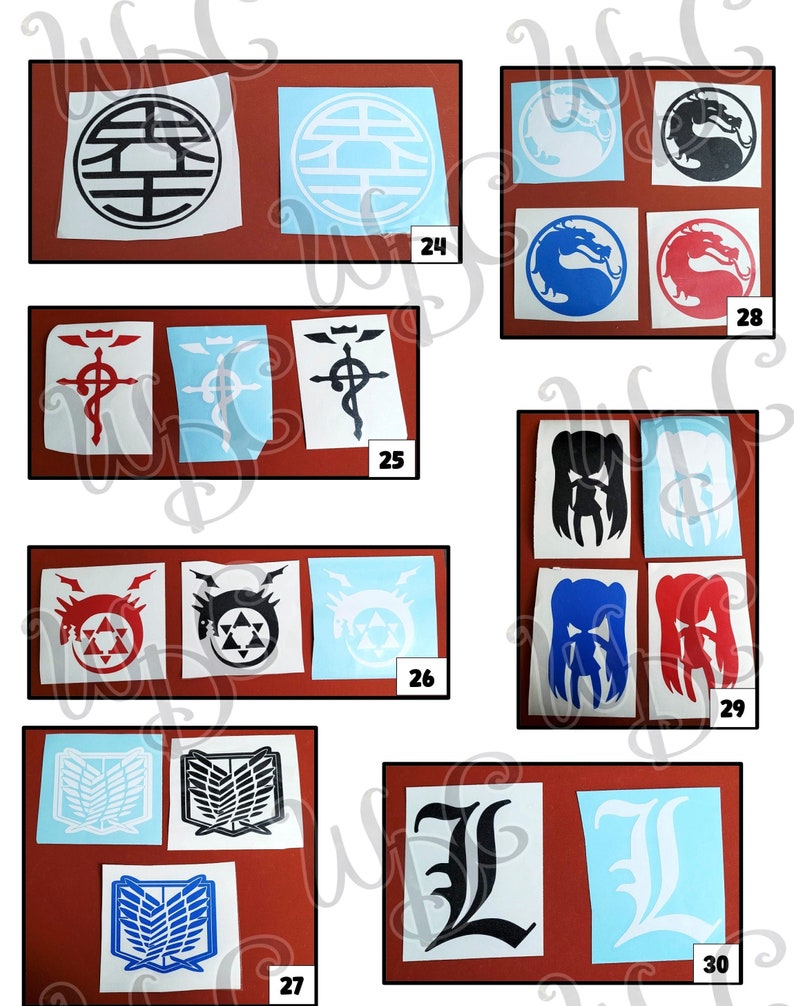 Assorted Anime Vinyl Decal - Etsy