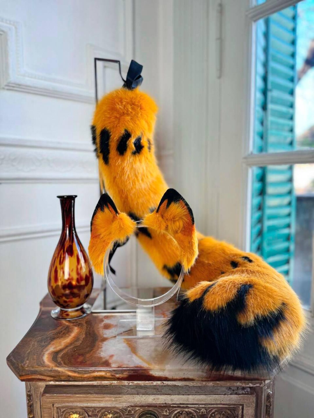 Faux Fur Cosplay Garfield Cat Ears and Tail - Etsy