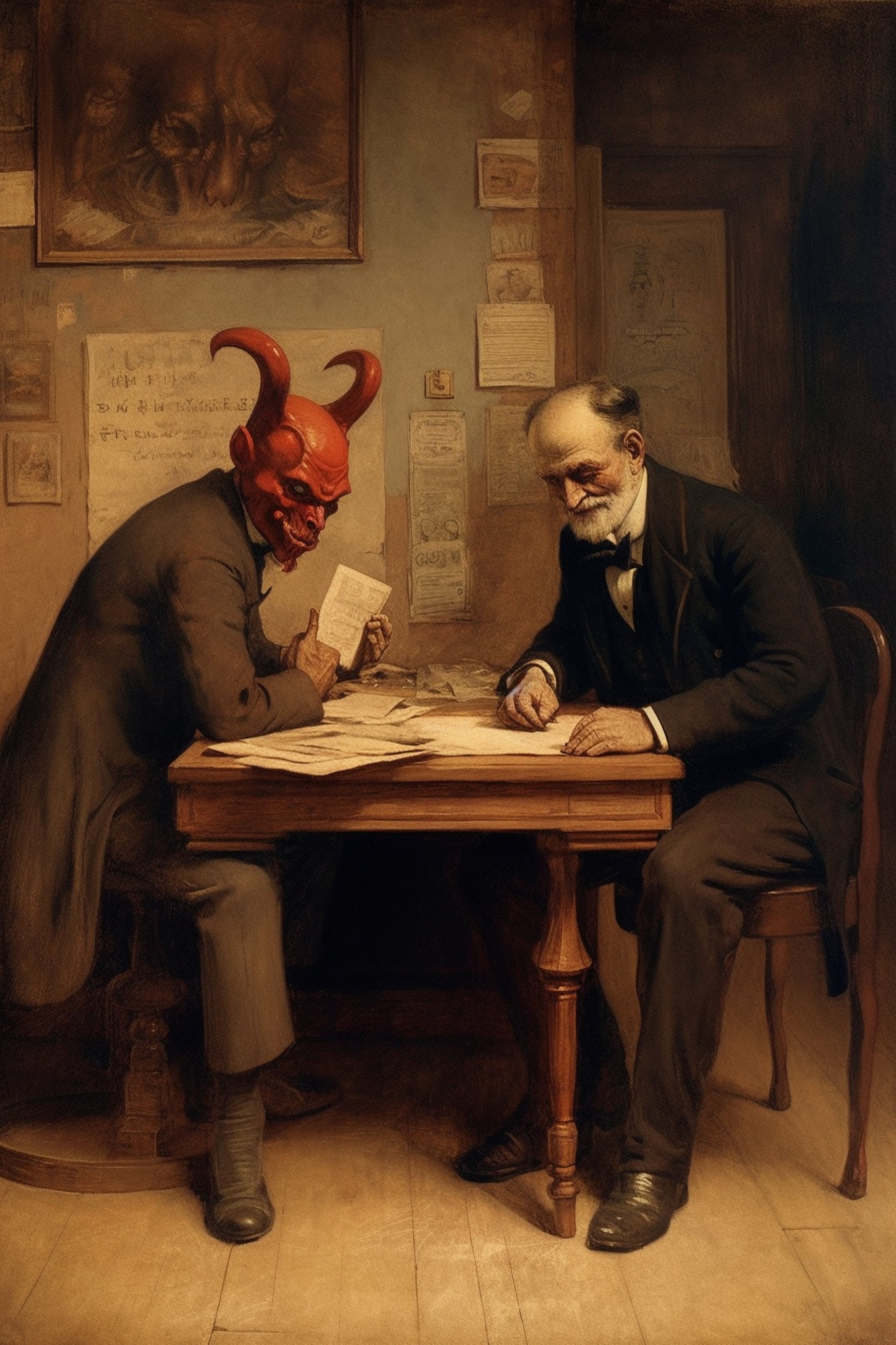 Dark Pact: Vintage Painting - A Man's Soul Bargained With the Devil ...