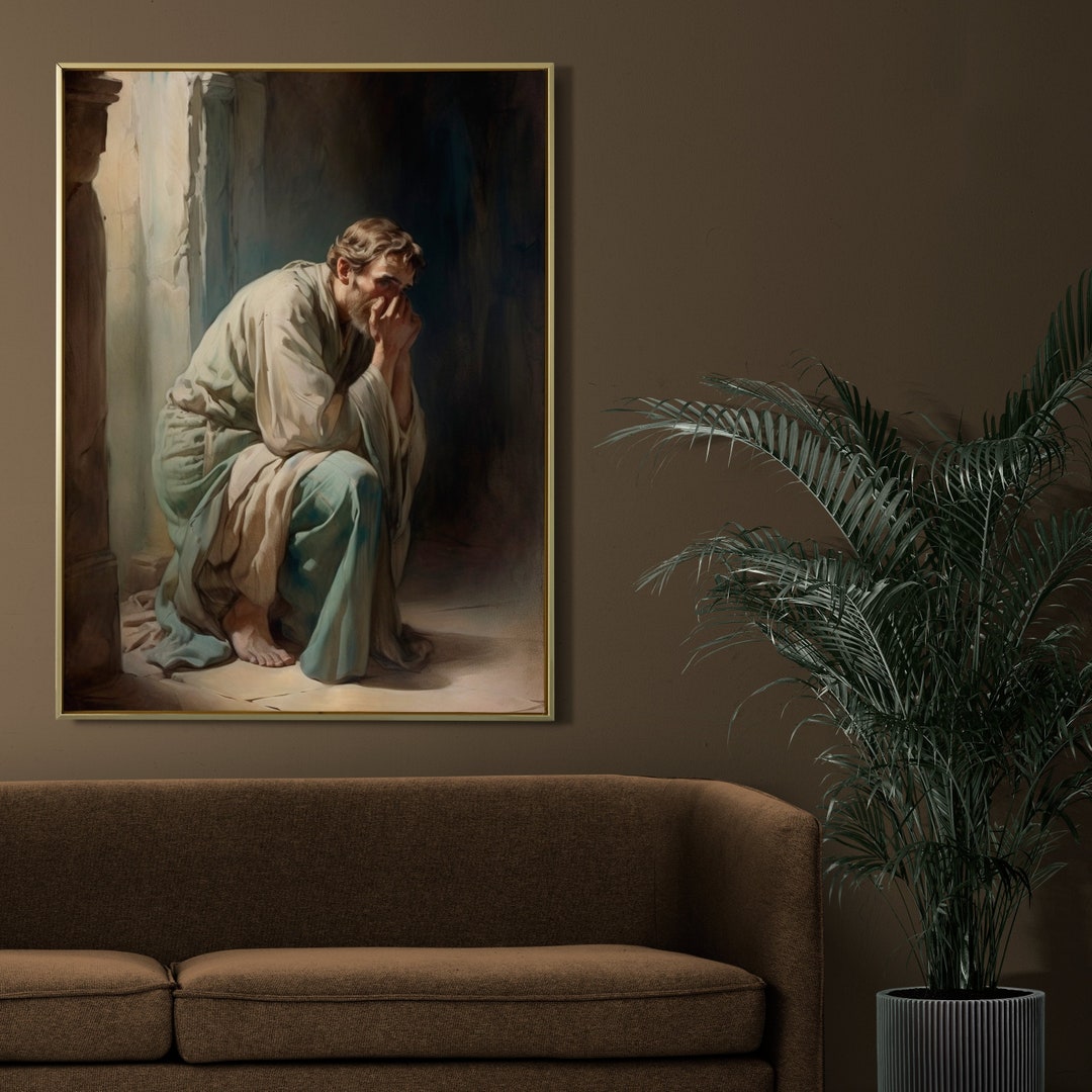 Vintage Style Man's Struggle Painting - Haunting Digital Print - Etsy