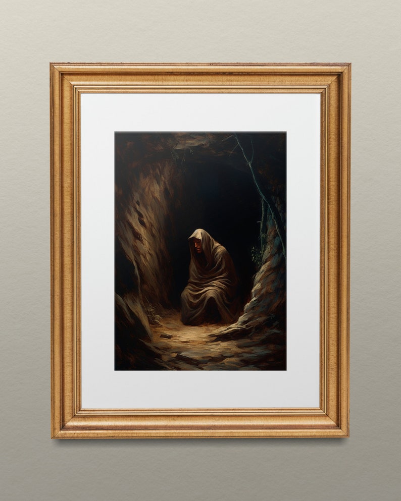 Man in Despair Vintage Art Retro Style Antique Artwork Nostalgic Design ...