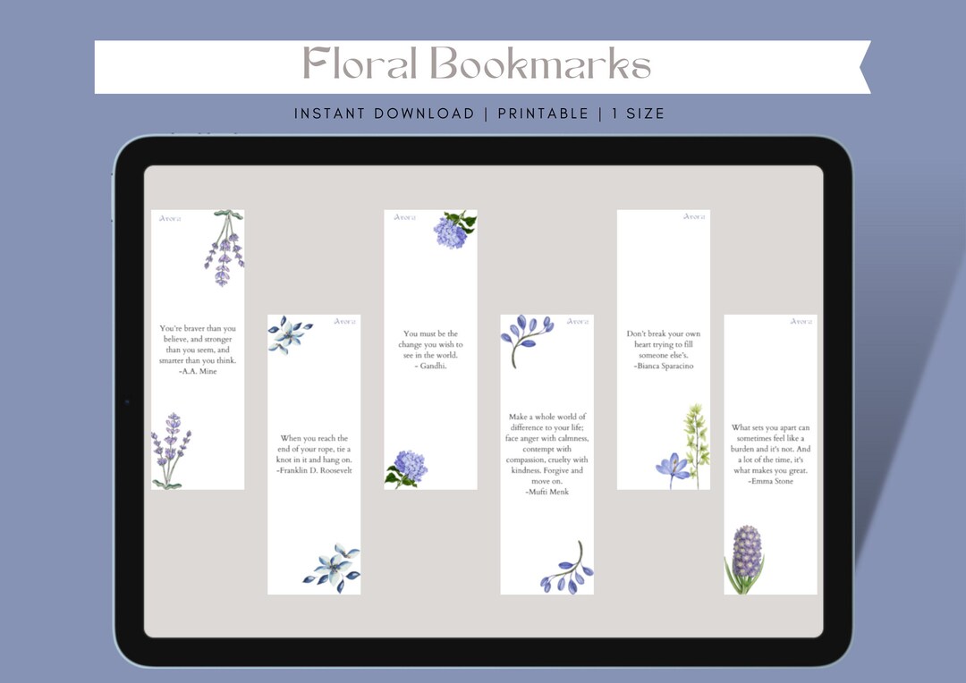 Floral Printable Bookmarks Set of 25, Bookmarks Set, Floral Print ...