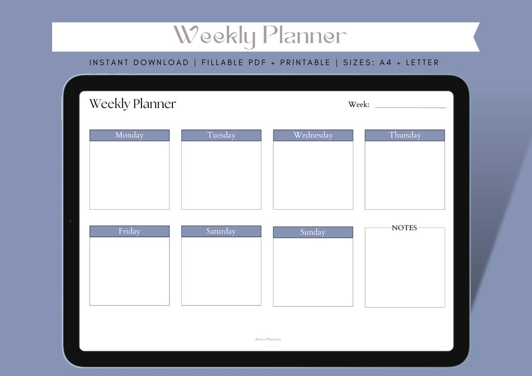 Minimal Planner, Undated Digital Planner, Printable Planner, Weekly ...