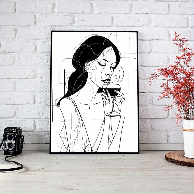 Digital Art, Line Art Print, Line Art Woman, Abstract Art, Modern Art ...