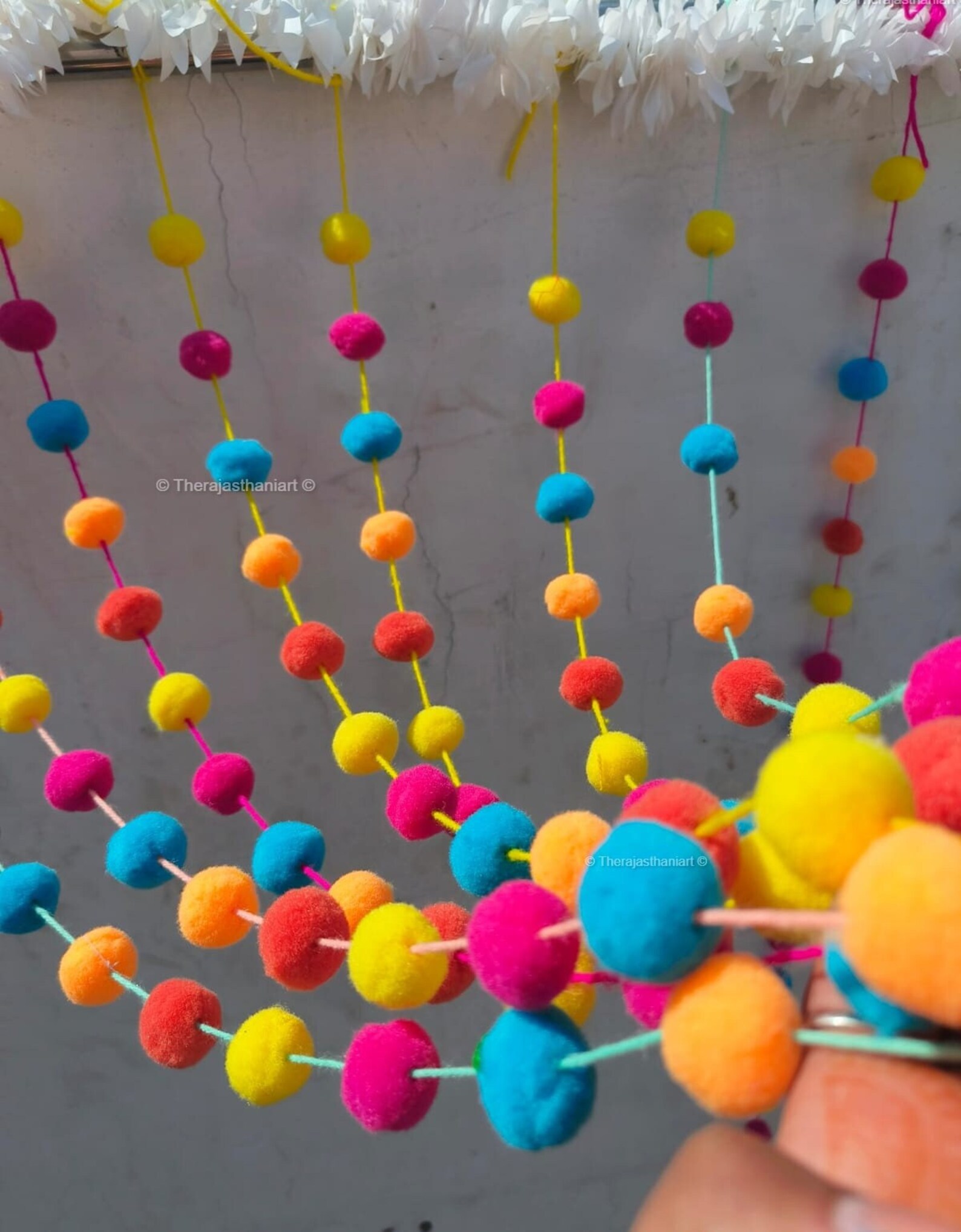 Pastel Pom Pom Garland | Baby Shower Décor | Yarn Pom Pom Bunting ...