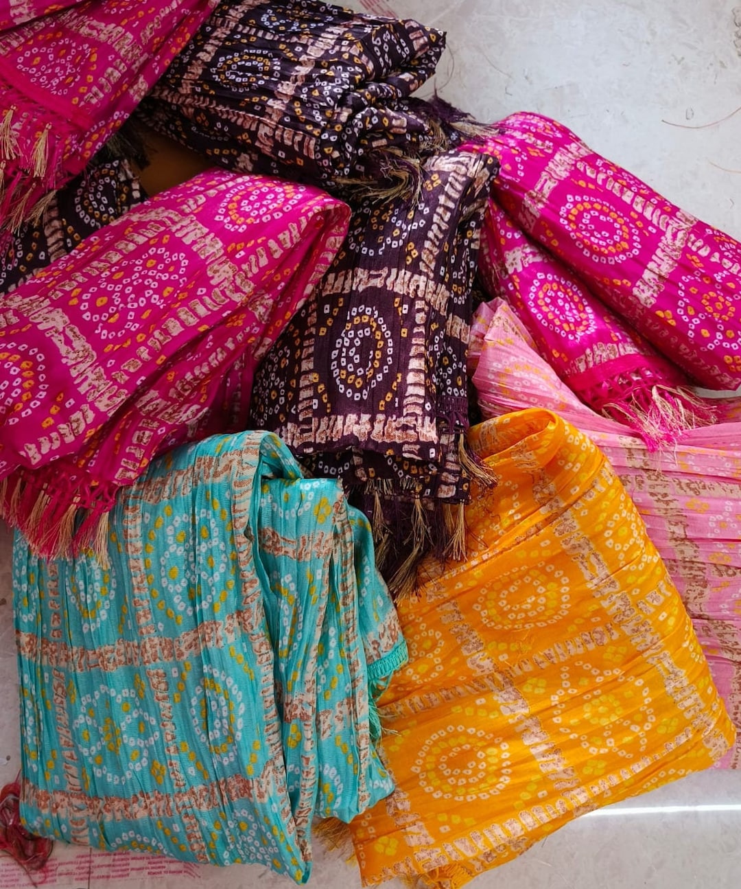 Assorted Pure Silk Bandhni Dupatta,chinon Scarf for Women,soft Indian ...