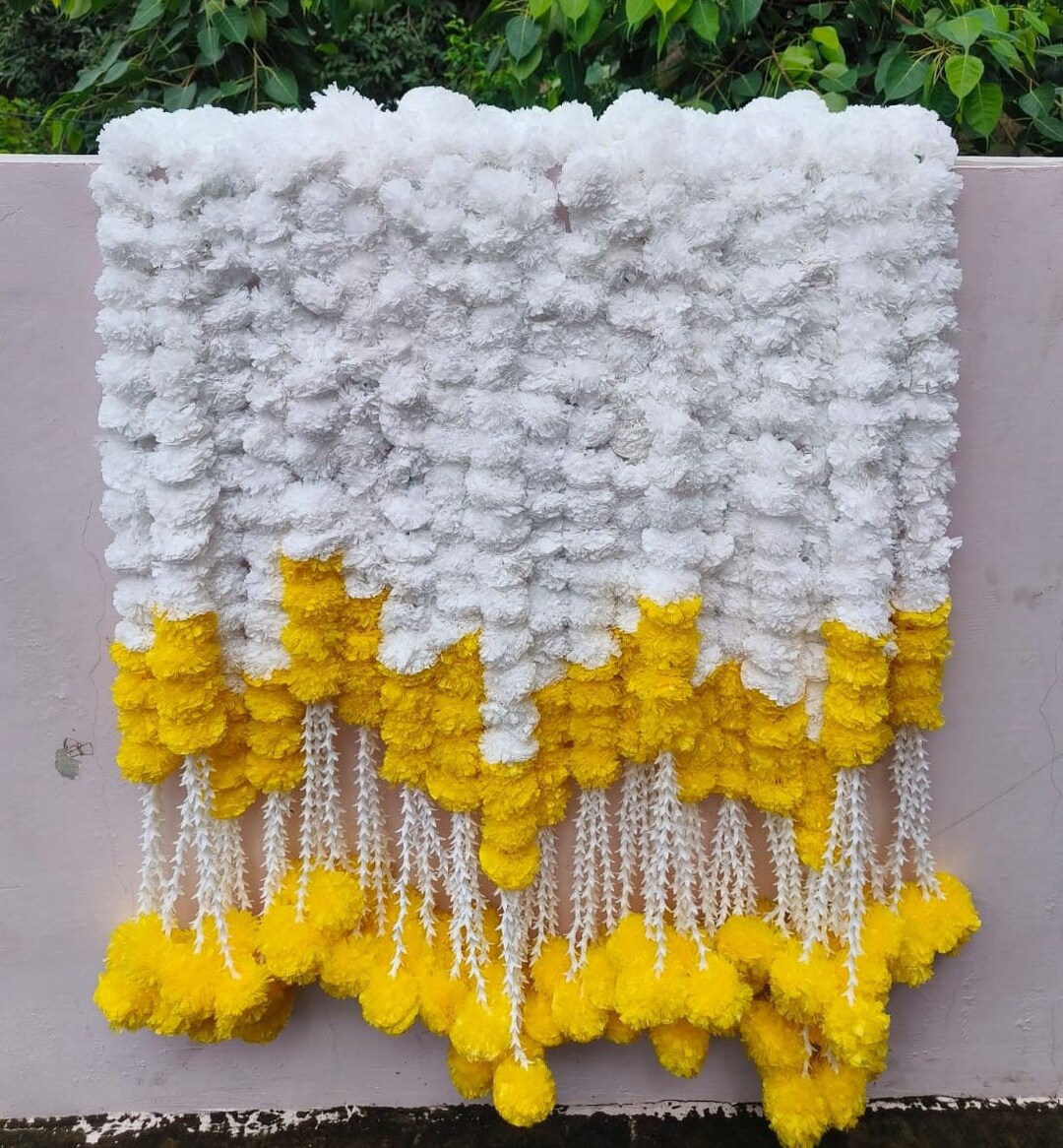 4 Feet Marigold Fluffy Flowers Garlands Tube Rose Bunch String ,yellow ...