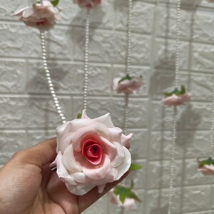 Rose Flower Pearl Garlands for Indian Wedding Decor, Nikah Parda ...