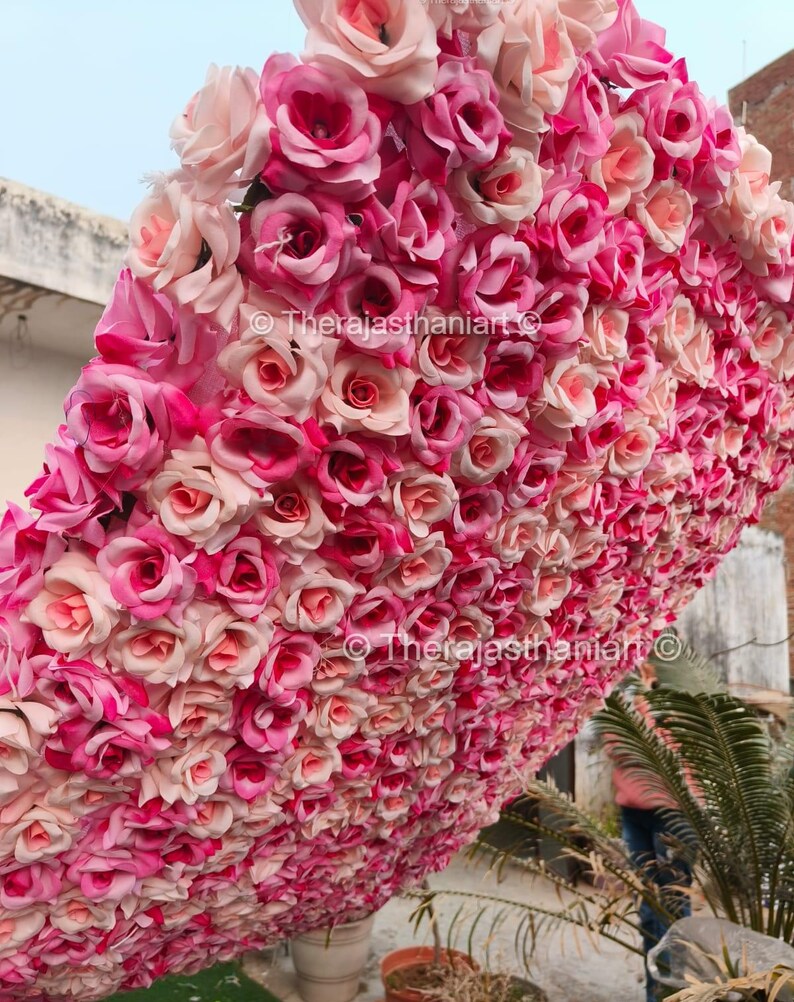 Handicraft Bridal Entry Chadar Rose Pink Peach Flowers - Wedding ...
