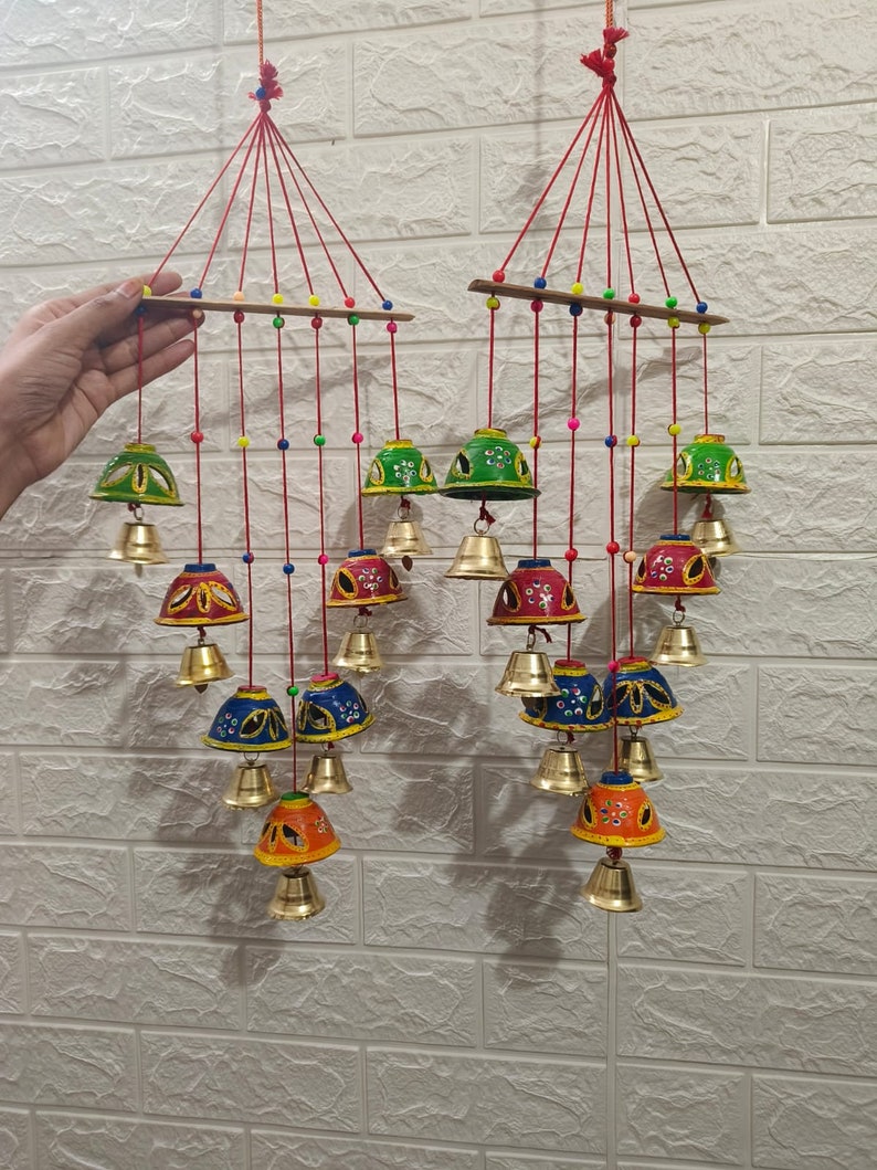 Rajasthani Multicolor Round Bell Wind Chime for Indoor & Outdoor,wall ...