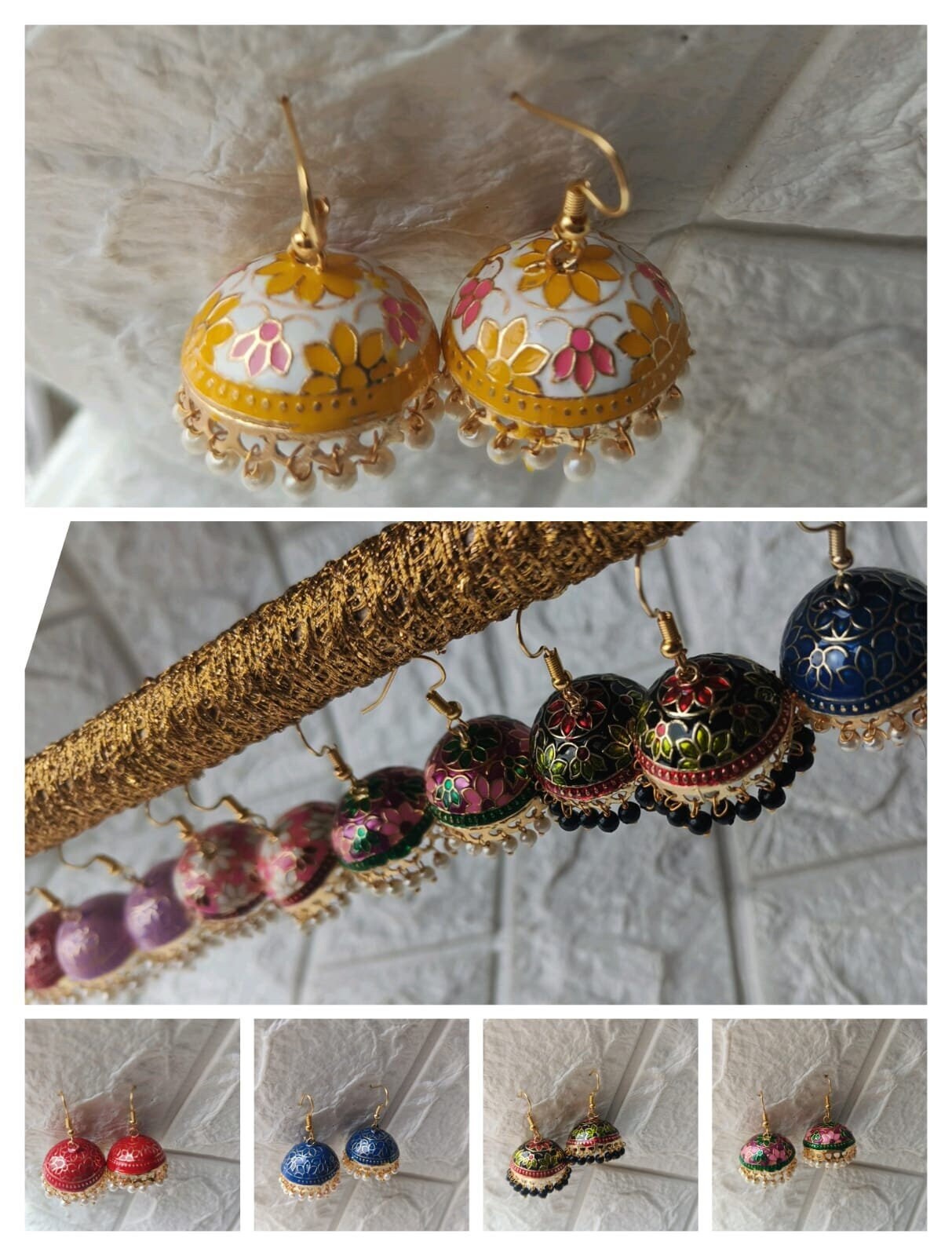 Jaipuri Jhumka ,lightweight Bright Hand Painted Meenakari Earrings ...