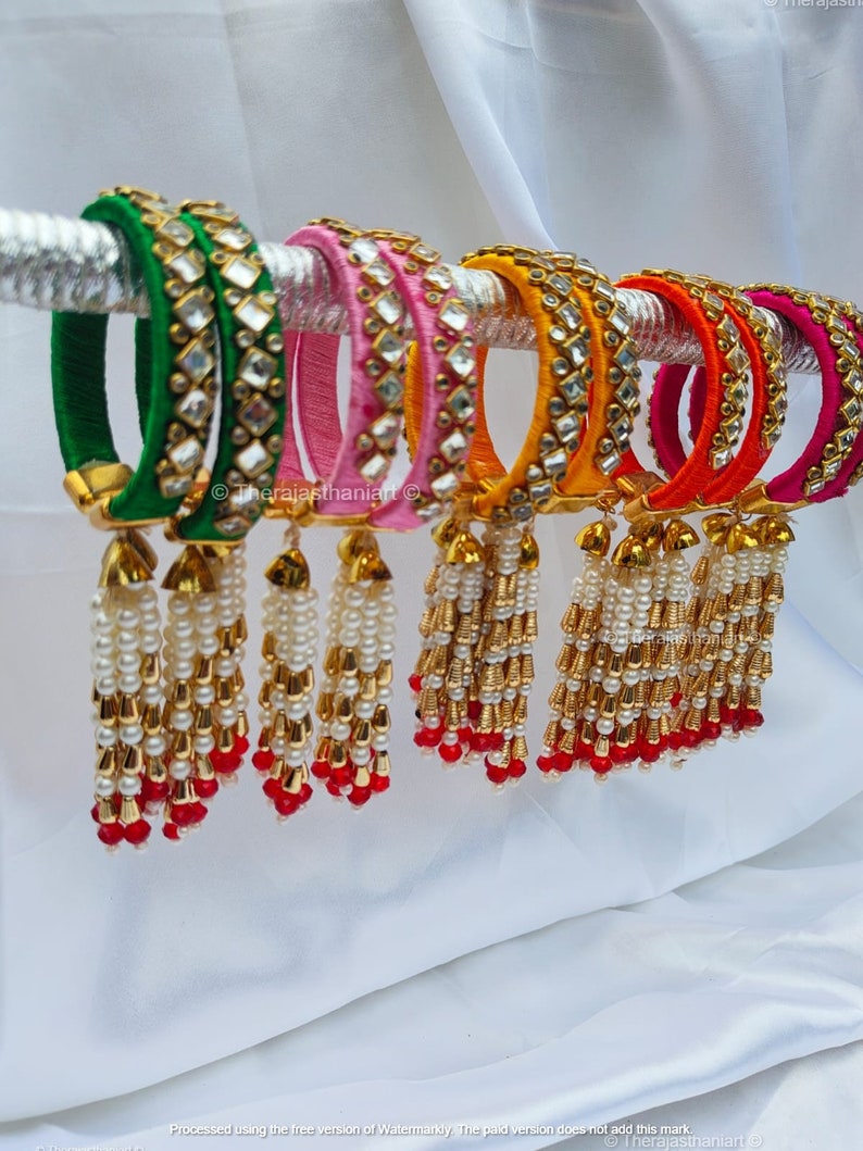 Kundan Silk Thread Bangles,adjustable Size Bracelets| Wedding Favors ...