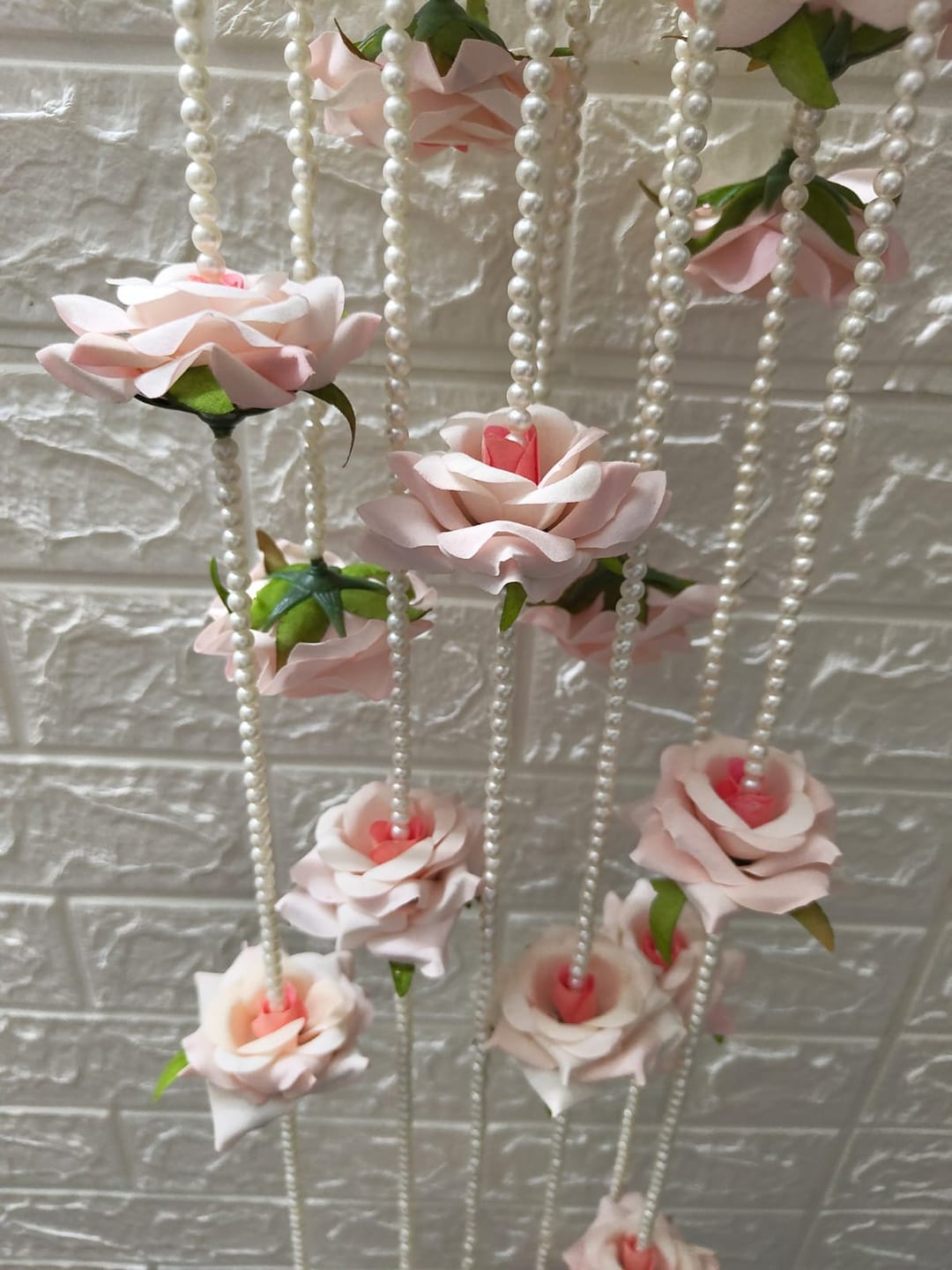 Rose Flower Pearl Garlands for Indian Wedding Decor, Nikah Parda ...