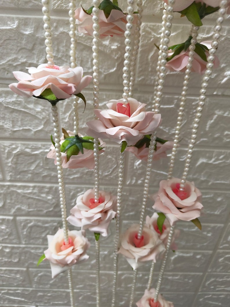 Rose Flower Pearl Garlands for Indian Wedding Decor, Nikah Parda ...