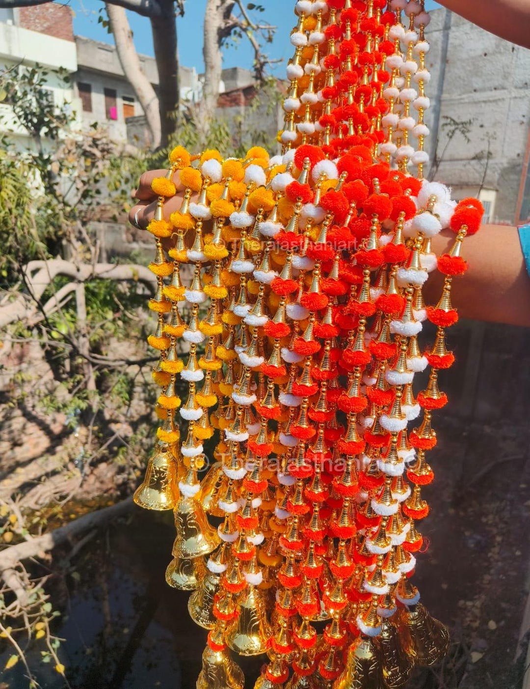 Pom Pom Garlands With Bells for Indian Wedding, Mehndi, Sangeet, Diwali ...