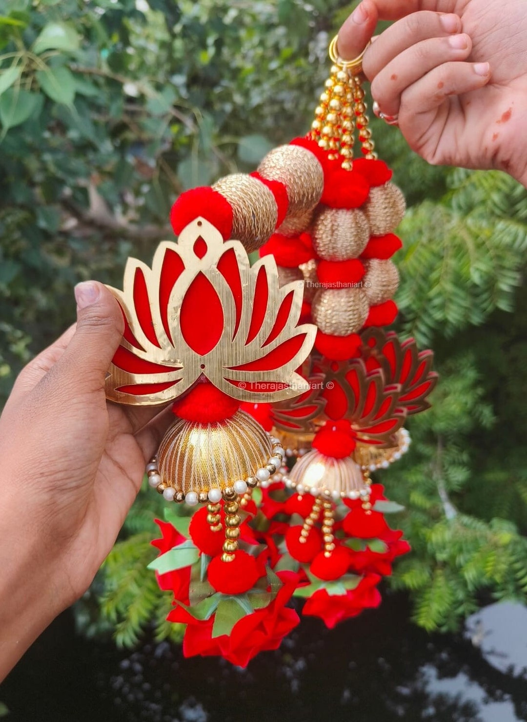 Lotus Pearl String Rose Bunch for Temple Décor, Navratri ,wedding Stage ...