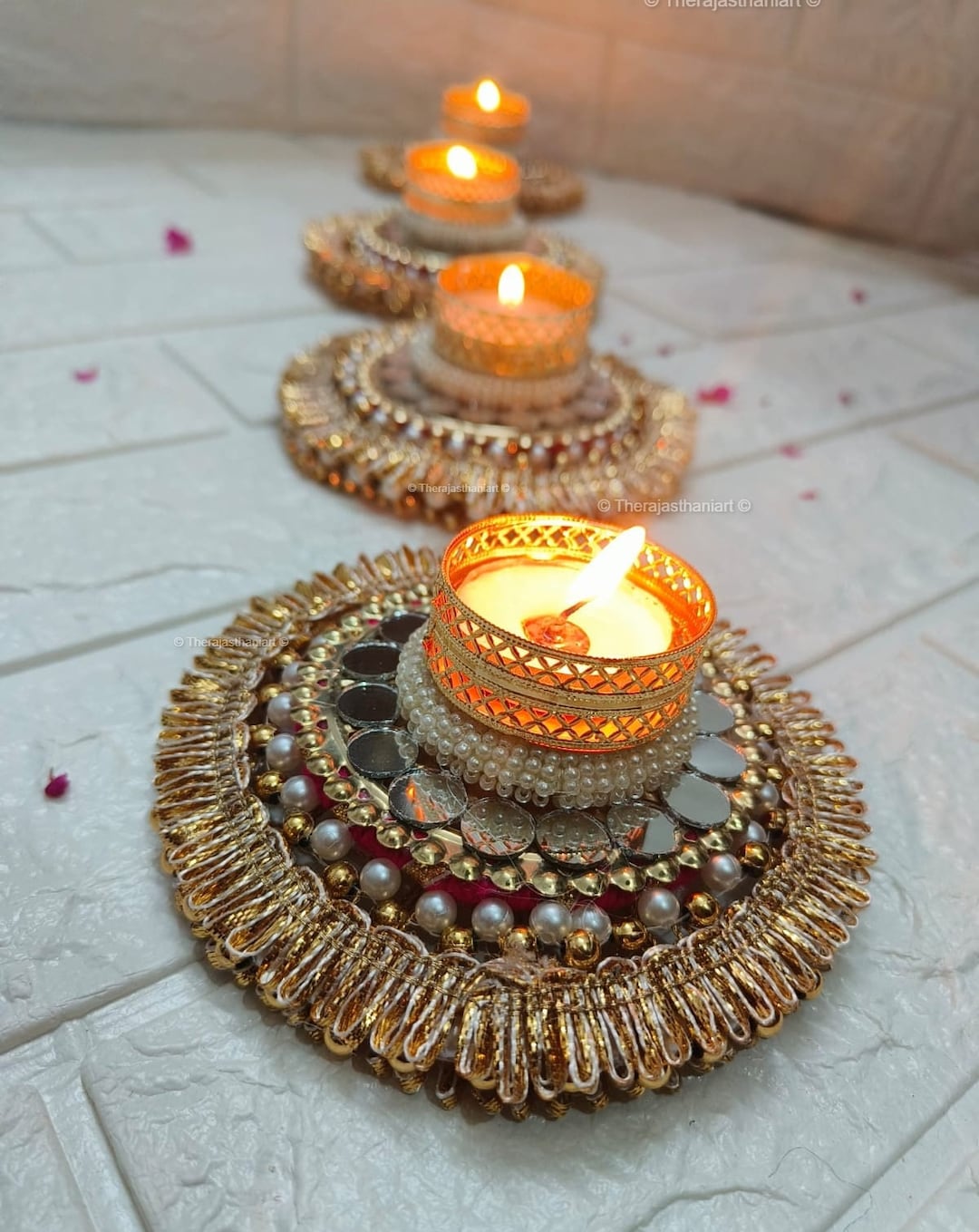 Designer Tealight Candle Holder Set Diwali Decoration Items Handmade T ...