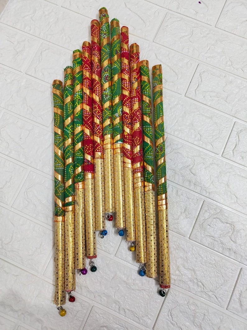 Bulk Bandhni Dandiya Decorative Wooden Sticks,multicolor Wooden ...