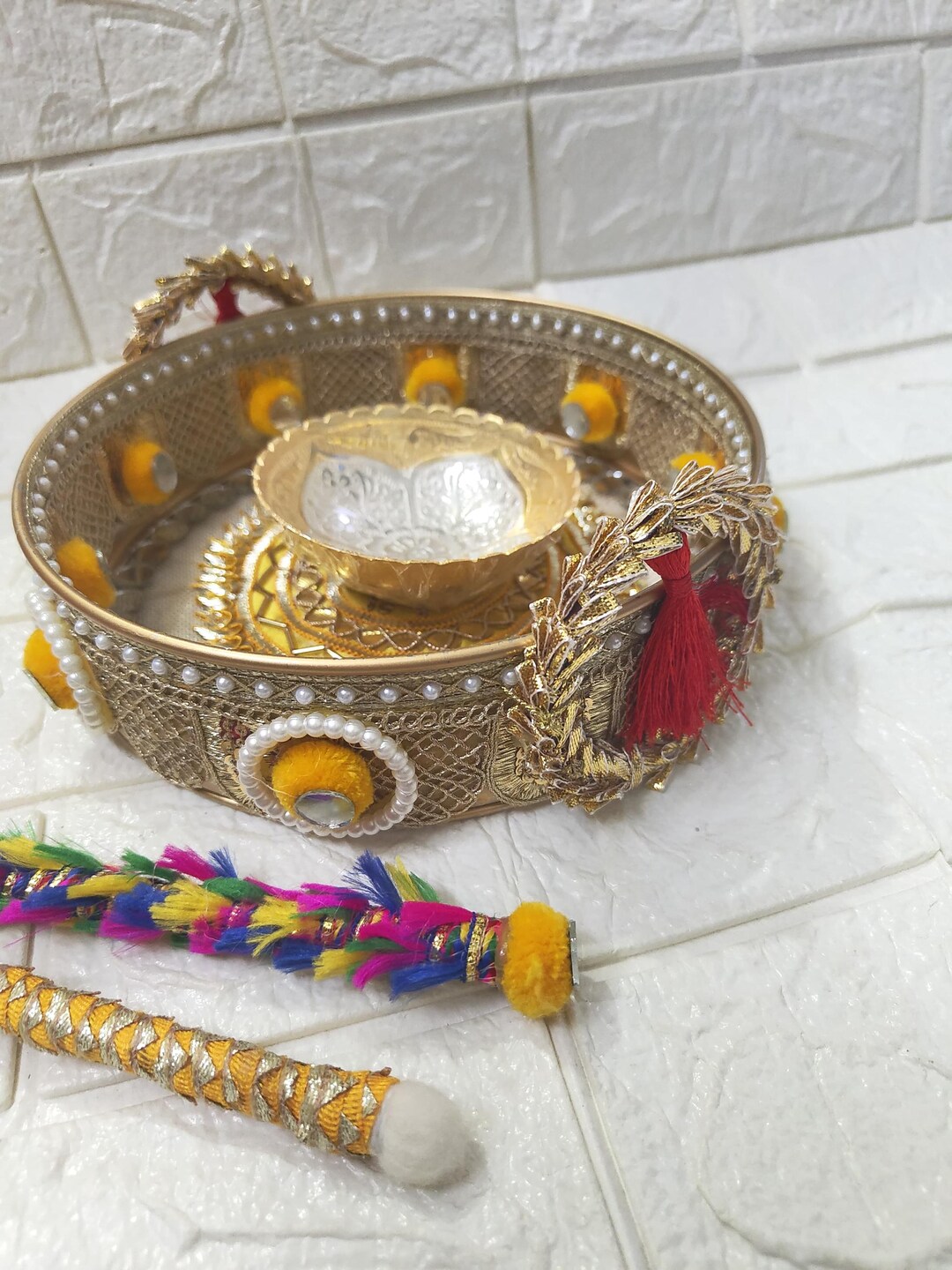 Decorative Wedding Haldi Thali Tray, Beautiful Haldi Ceremony Platter ...