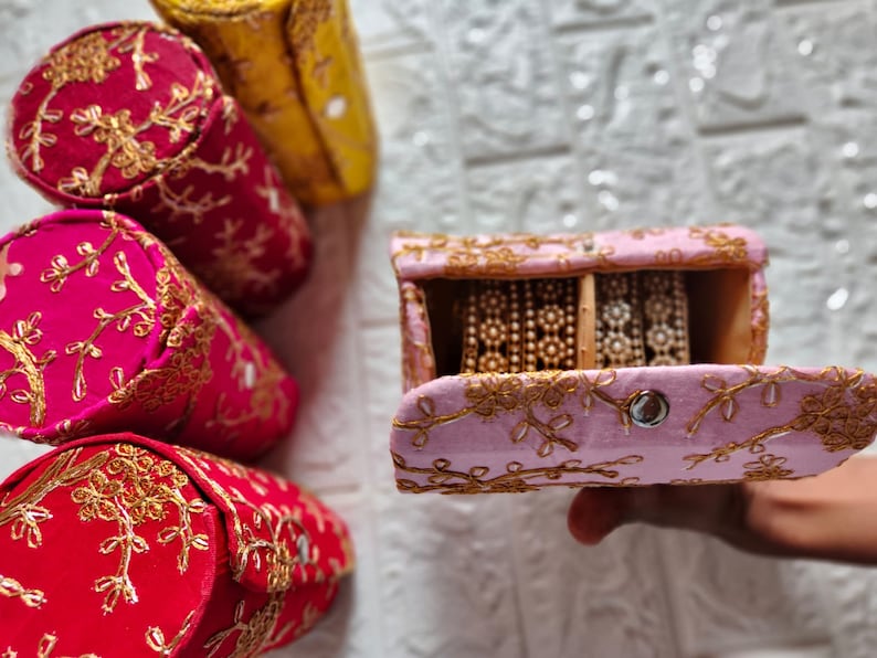 Embroidered Wooden Bangle Box, Wedding Shagun Bangle Organiser Box ...