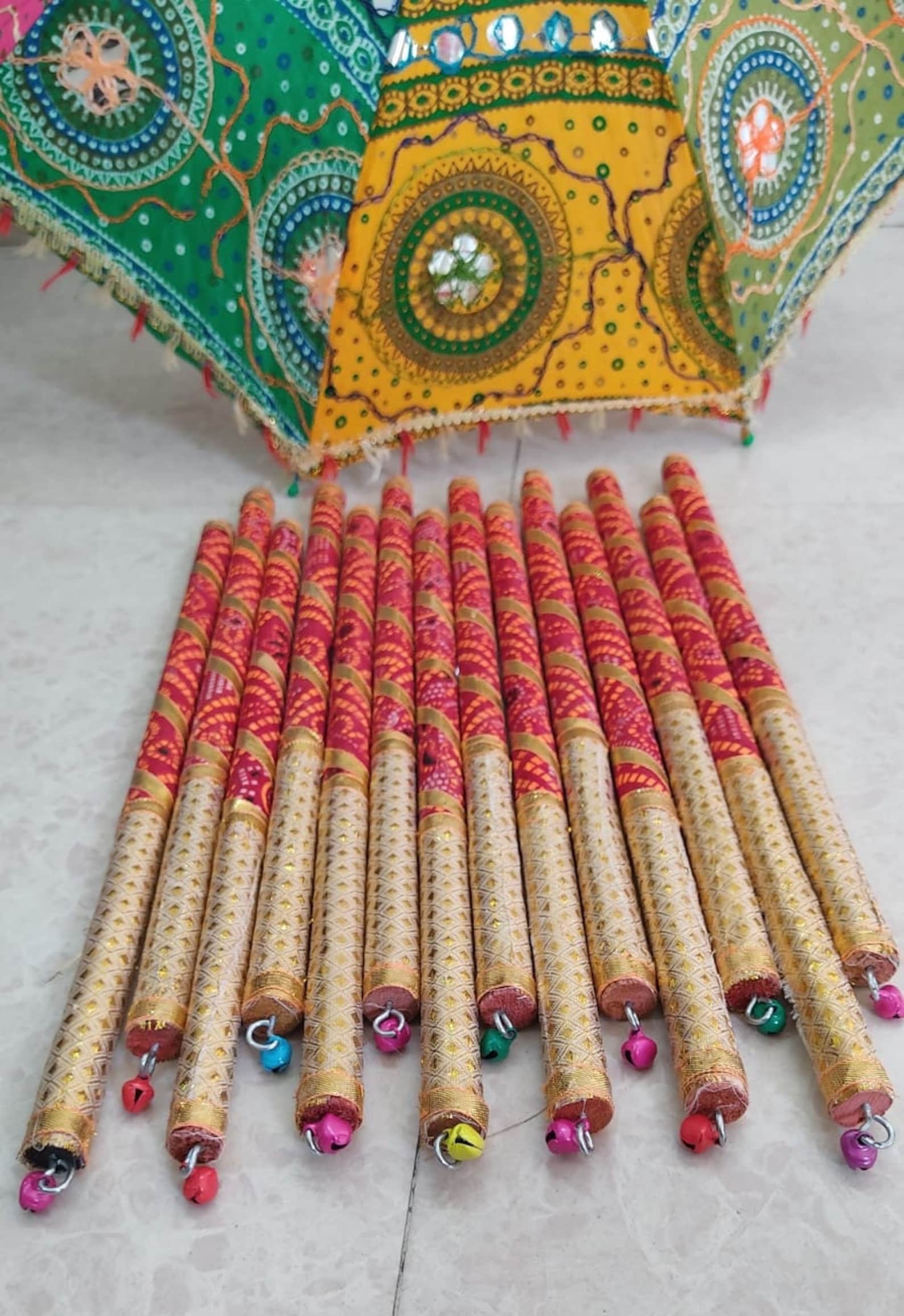 Bulk Bandhni Dandiya Decorative Wooden Sticks,multicolor Wooden ...