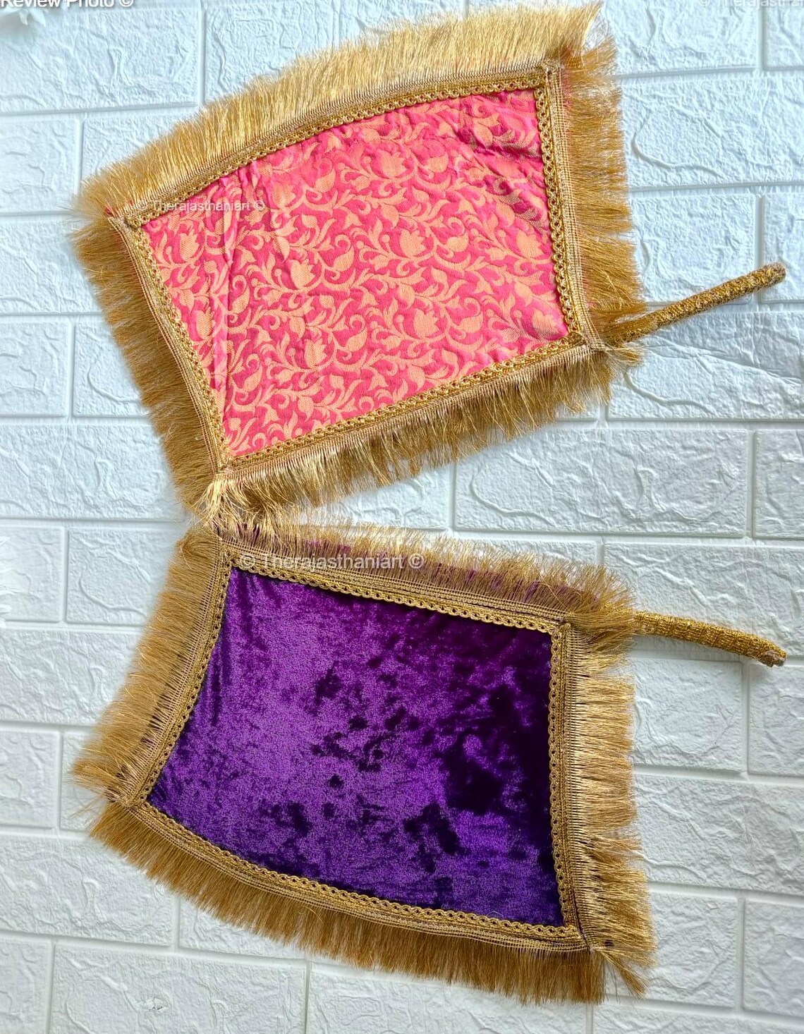Handmade Velvet Handfan With Wooden Handle Traditional Pakhi/pankhi for ...
