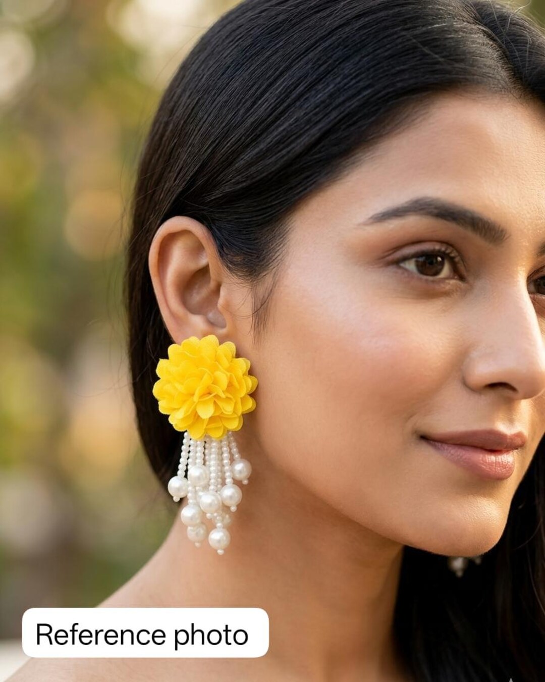 Yellow Floral With Pearl Latkan Earrings| Pakistani Bridal Mayun ...
