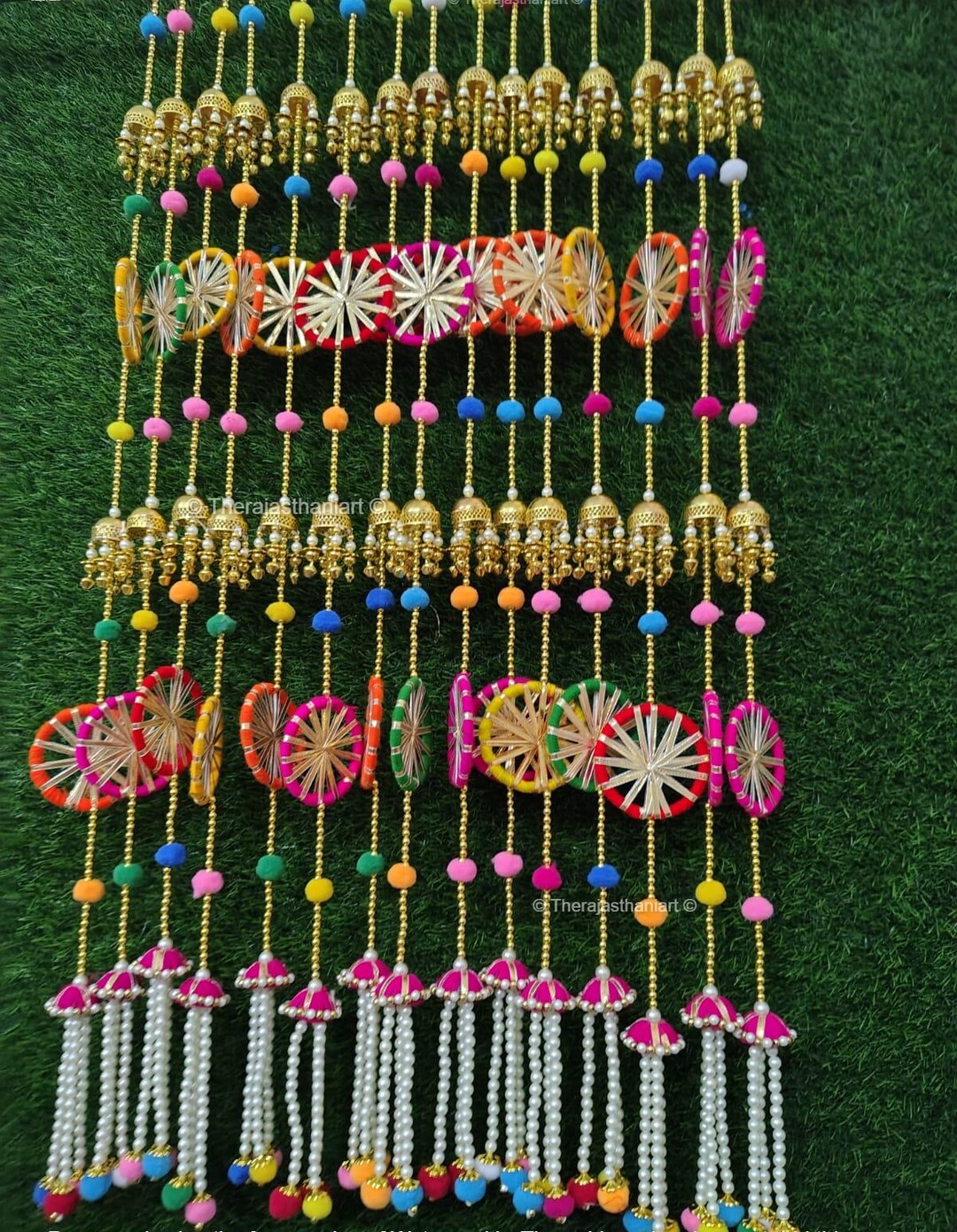 Colorful Pom Pom & Pearl Tassel Hanging Strings–decorative Latkan for ...