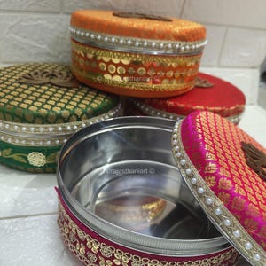 Brocade Steel Box With Lotus Design and Decorative Lace,bulk Steel ...