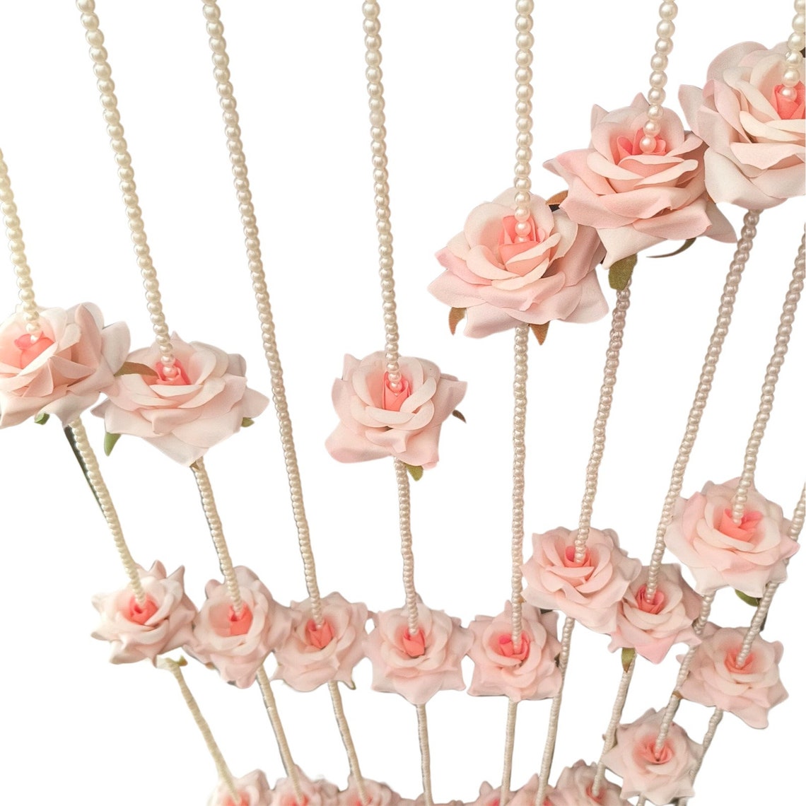 Rose Flower Pearl Garlands for Indian Wedding Decor, Nikah Parda ...