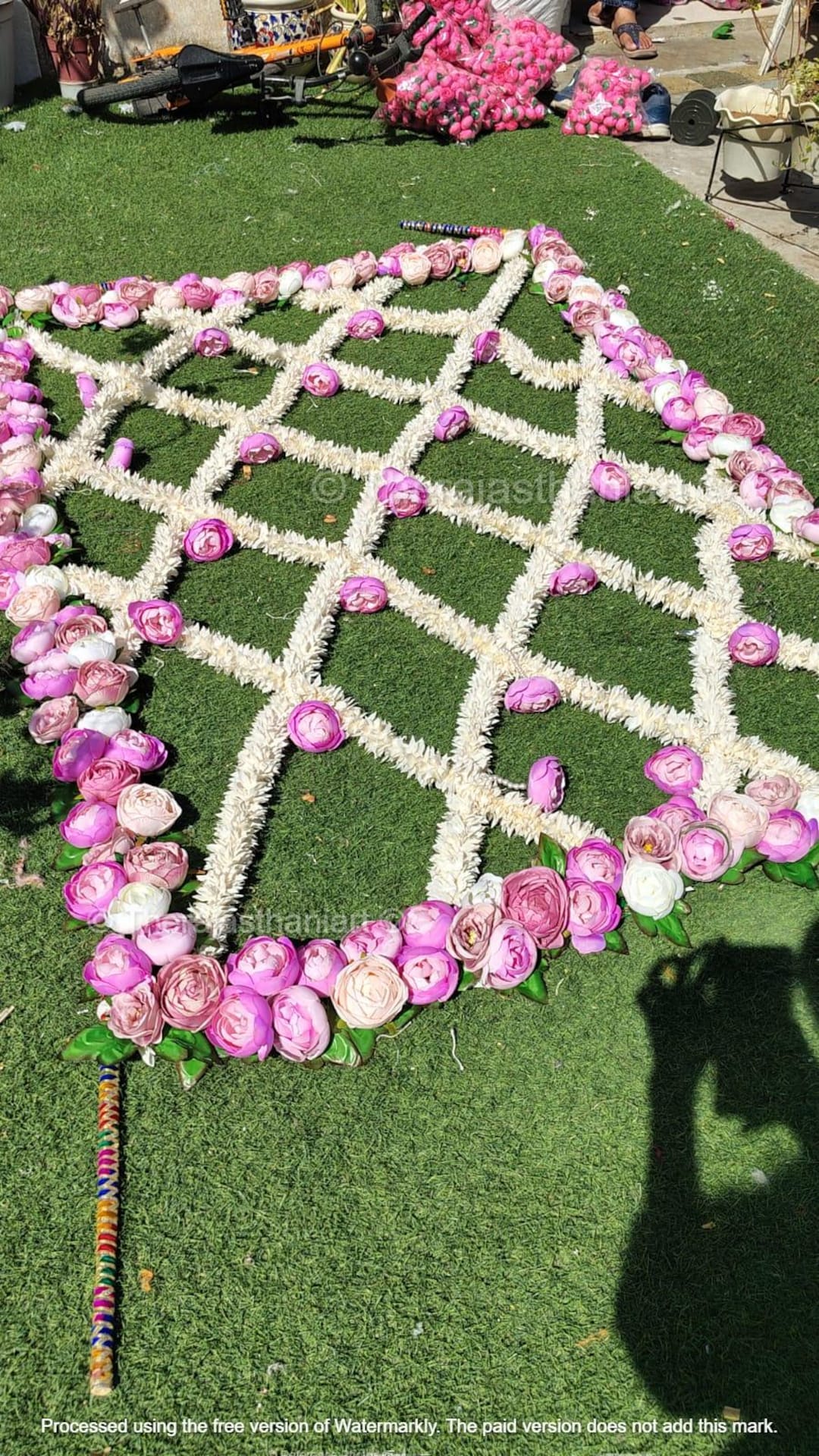 Artificial Floral Wedding Chaadar-off White With Pastel Flowers ...