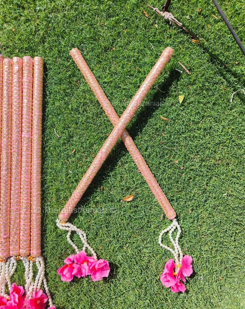 Vibrant Dandiya Garba Sticks Pair With Flower Tassels for Navratri ...