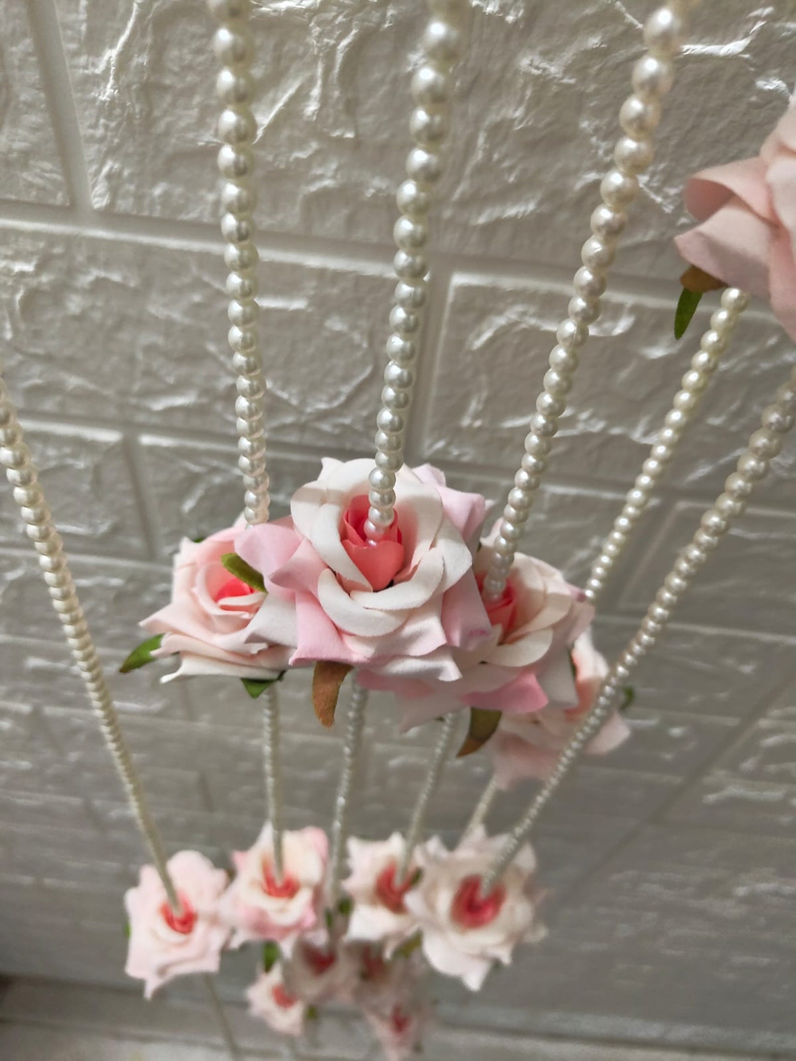 Rose Flower Pearl Garlands for Indian Wedding Decor, Nikah Parda ...