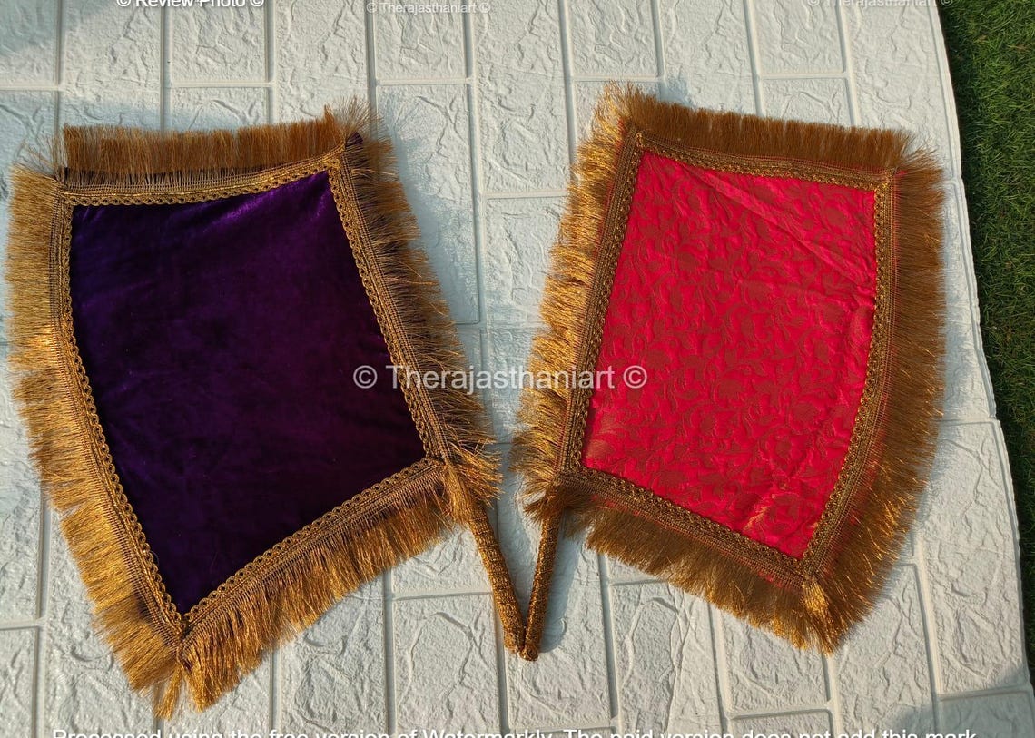 Handmade Velvet Handfan With Wooden Handle Traditional Pakhi/pankhi for ...