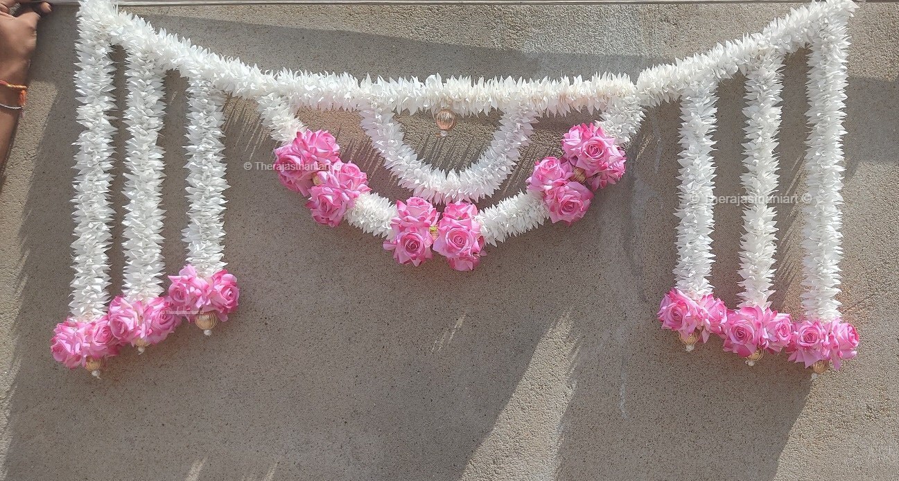 Jasmine With Rose Flower Toran for Backdrop Decor,thoranam/thorans for ...