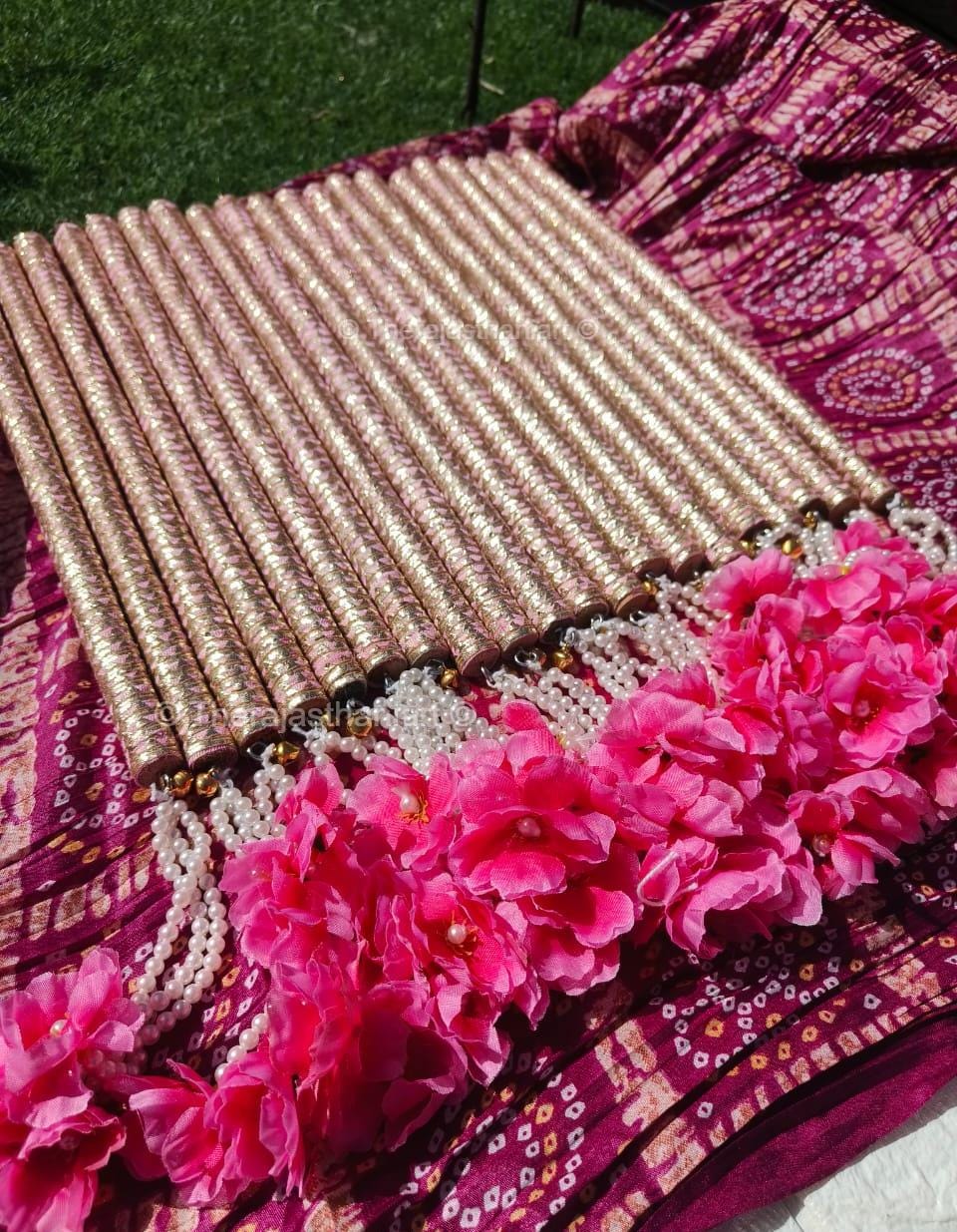 Vibrant Dandiya Garba Sticks Pair With Flower Tassels for Navratri ...
