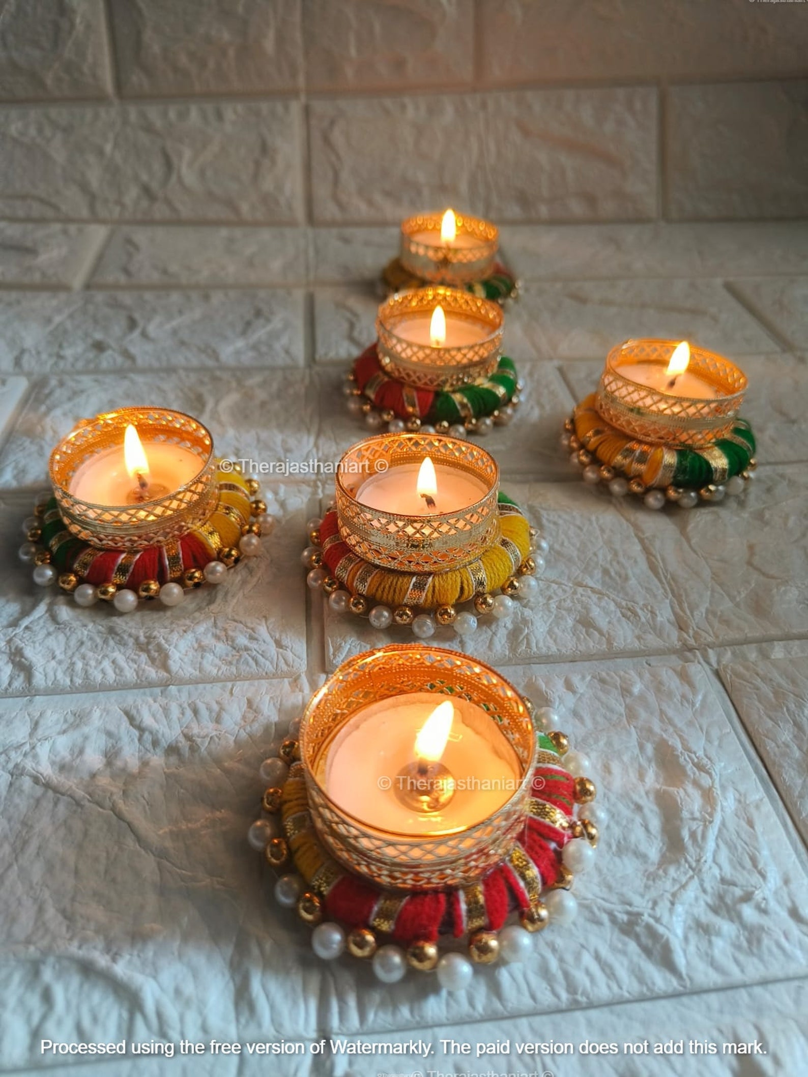 Handcrafted Multi-color Diya Holders | Perfect Diwali Return Gifts &tea ...
