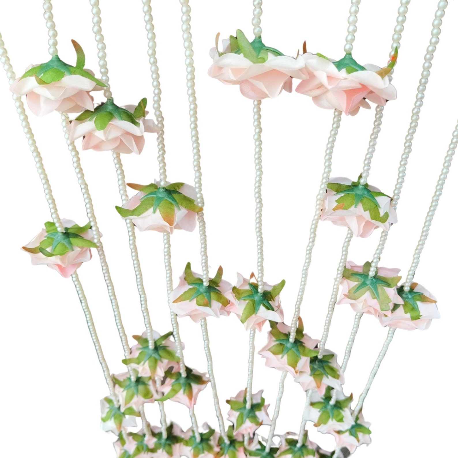 Rose Flower Pearl Garlands for Indian Wedding Decor, Nikah Parda ...