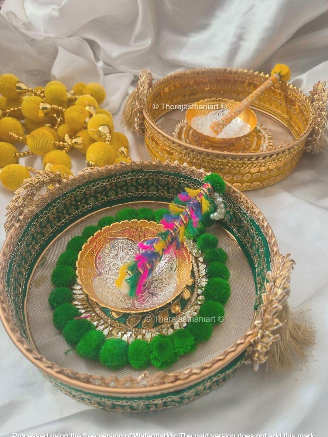 Haldi Mehndi Ceremony Platter Set | Wedding Decorative Thali With Bowl ...