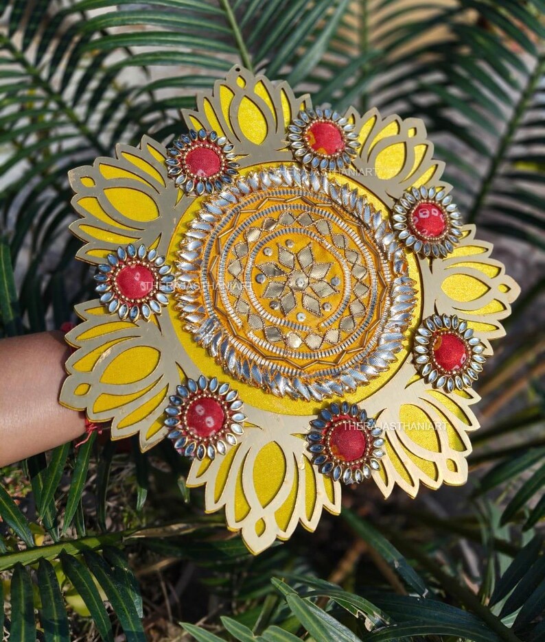 Combo of Haldi,mehndi Thali, MDF Wood Plate With Applicator, Pooja ...