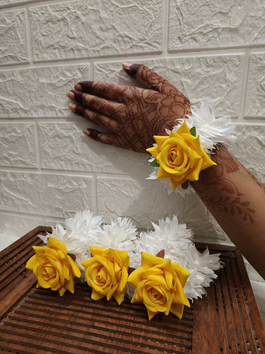 Rose Jasmine Gajra Hand Corsage With Adjustable Chain Lock ...