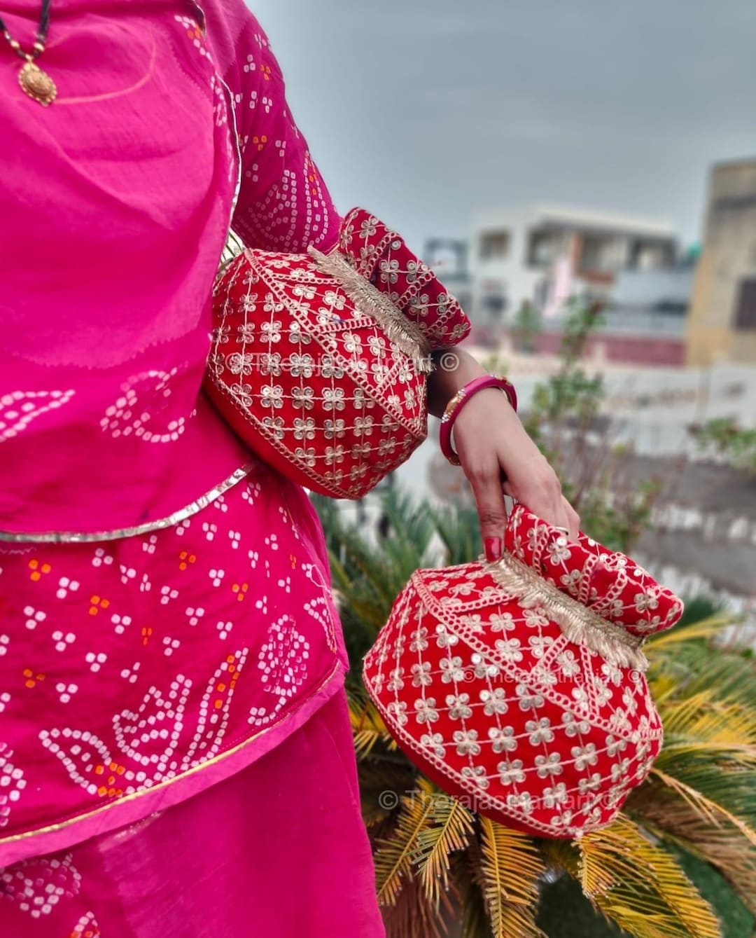 Traditional Punjabi Phulkari Jaggo Pot Set of 2 | Wedding Decor| Pre ...