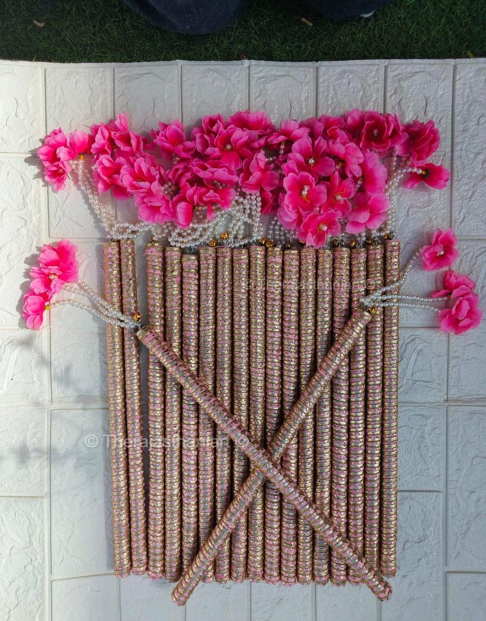 Vibrant Dandiya Garba Sticks Pair With Flower Tassels for Navratri ...