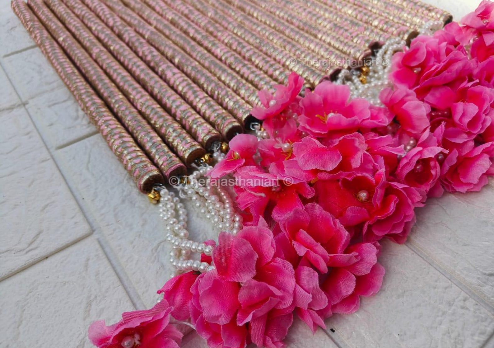 Vibrant Dandiya Garba Sticks Pair With Flower Tassels for Navratri ...