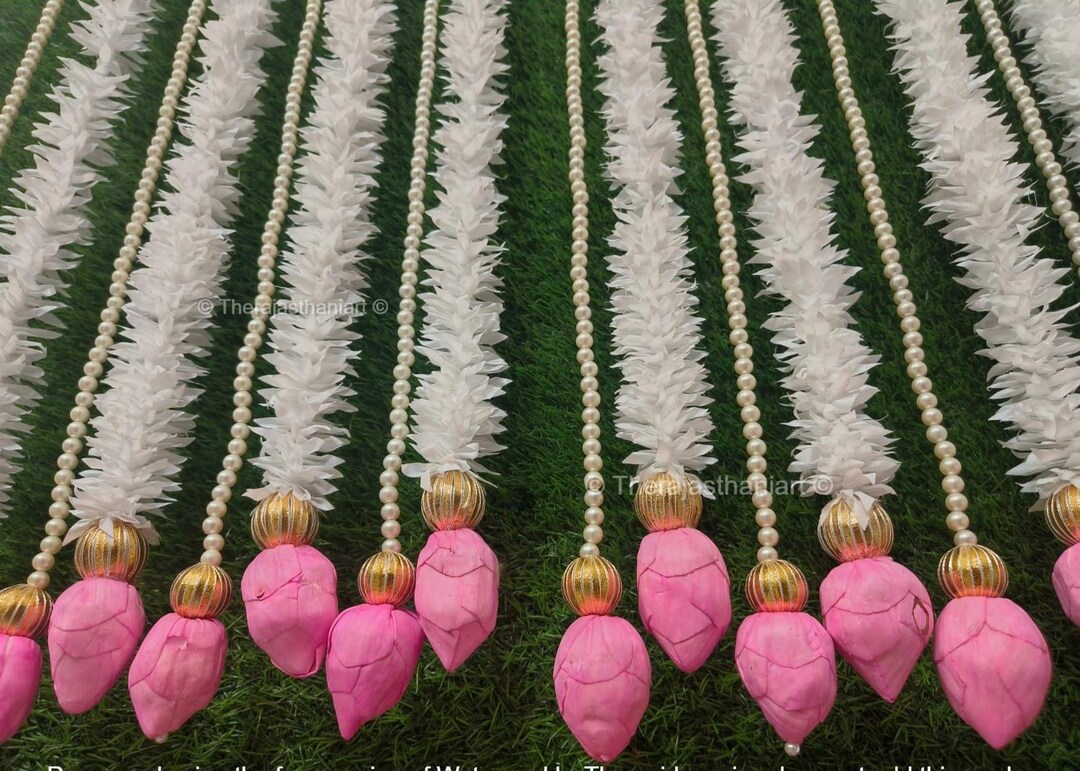 Set of 20jasmine & Pearl With Lotus Garland for Indian Wedding Backdrop ...