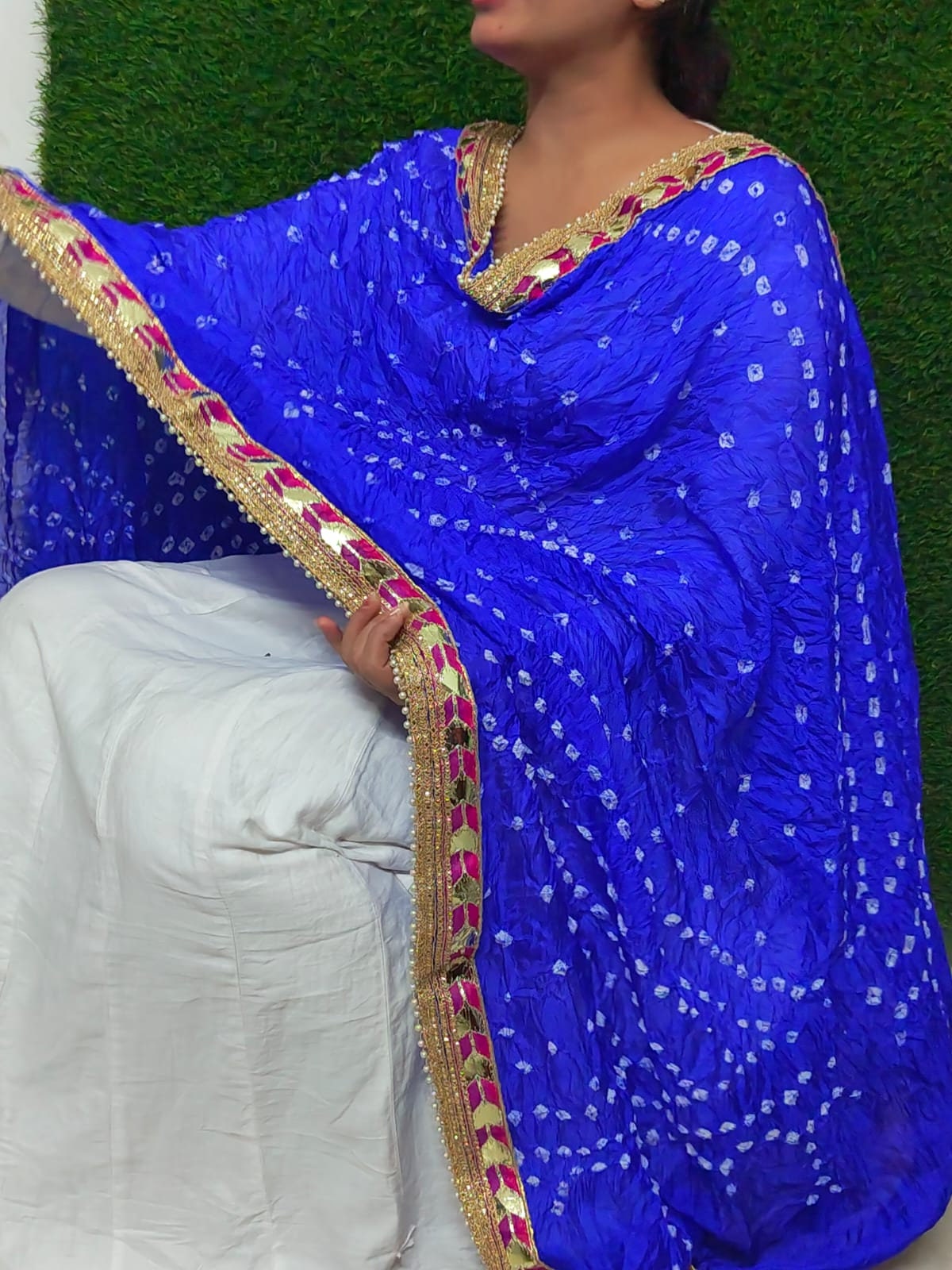 Jaipuri Silk Bhandej Lace Dupatta for Women, Bandhni Colorful Scarf ...