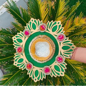 Combo of Haldi,mehndi Thali, MDF Wood Plate With Applicator, Pooja ...