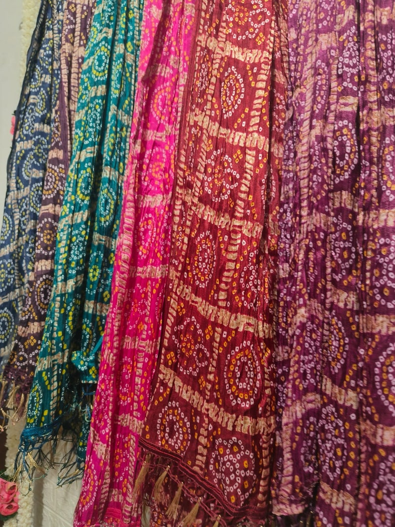 Assorted Pure Silk Bandhni Dupatta,chinon Scarf for Women,soft Indian ...