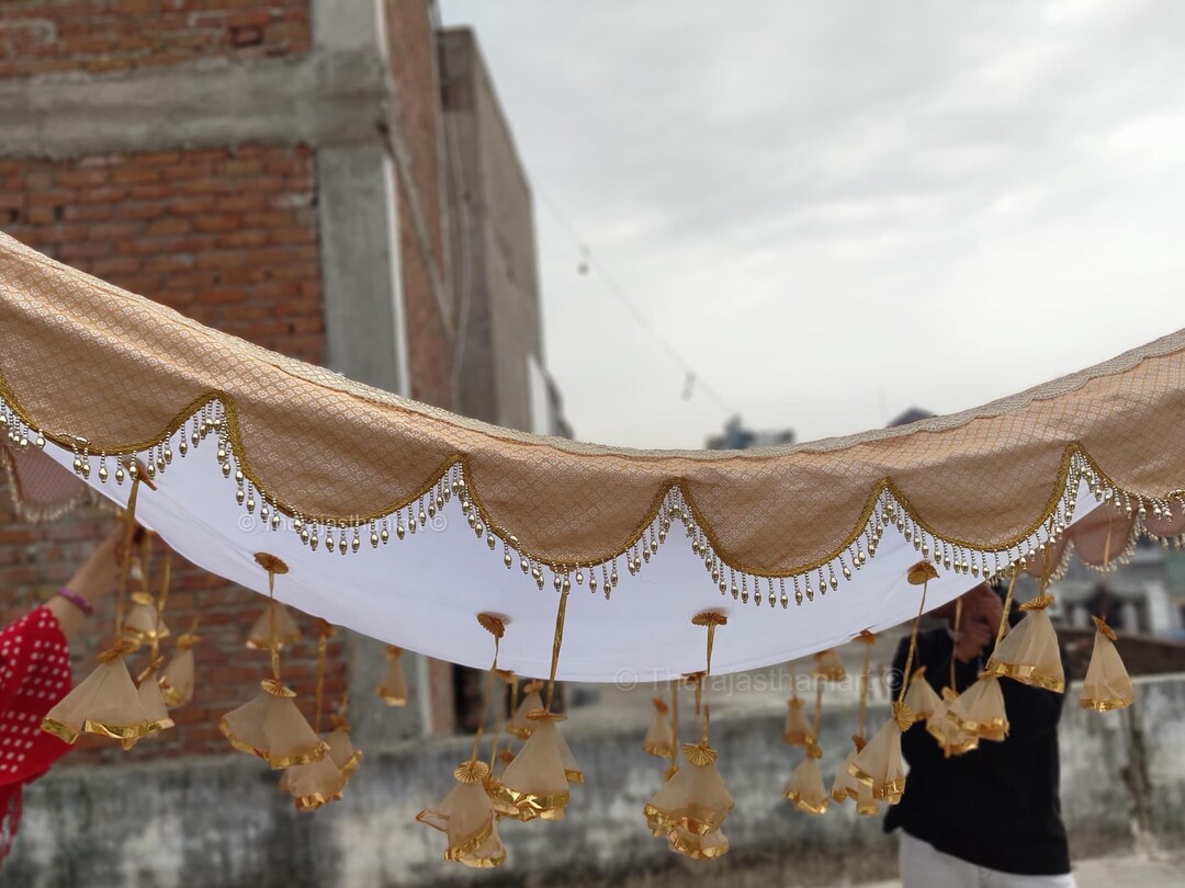 Custom Bridal Entry Chadar 4x6 Feet–silk &brocade Latkan Kaleera Canopy ...